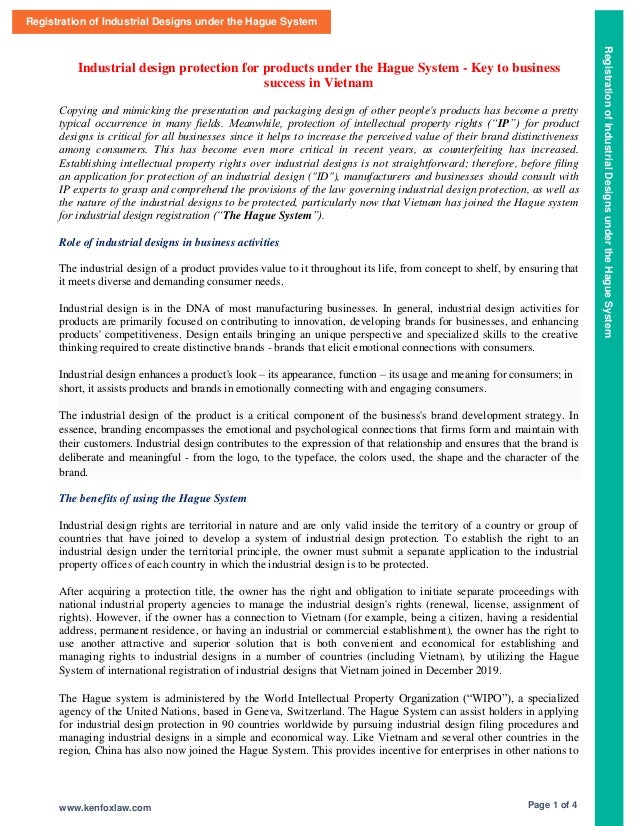 Industrial design protection for products under the Hague System - Key ...