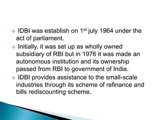 Industrial development bank of india (idbi) | PPTX | Business Banking ...