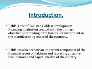 Industrial development bank of pakistan | PPTX
