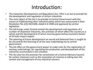 Industrial development & regulation act 1951 | PPTX