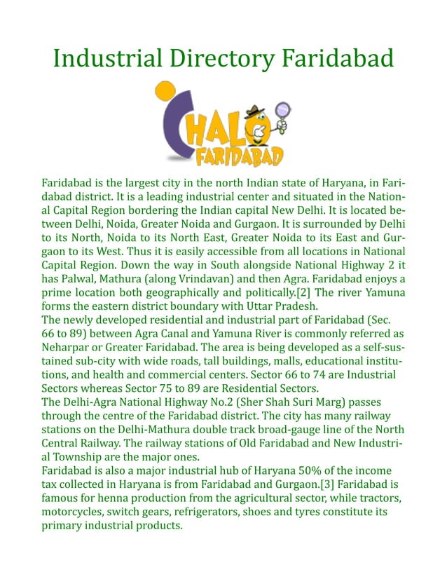 Industrial directory faridabad | PDF