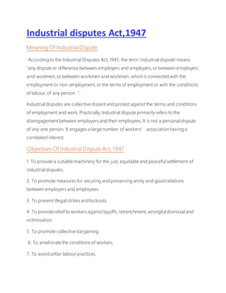 Industrial disputes act | PDF