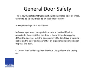 Industrial door daily maintenance | PDF