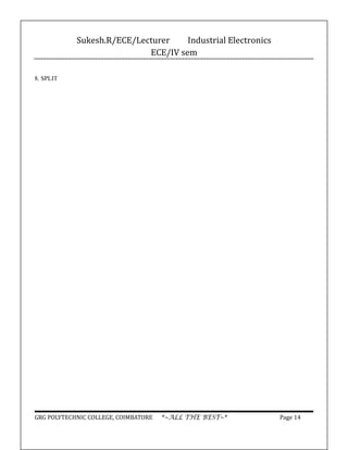 Industrial electronics 1 marks- polytechnic | RTF | Consumer Electronics | Technology & Computing