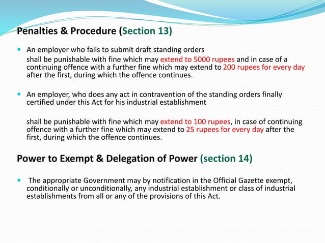 Industrial employment(standing orders ) act 1946 | PPTX | Law