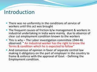 Industrial employment(standing orders ) act 1946 | PPTX