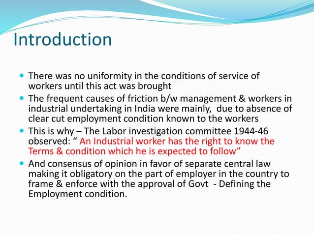 Industrial employment(standing orders ) act 1946 | PPTX | Law
