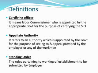 Industrial employment(standing orders ) act 1946 | PPTX