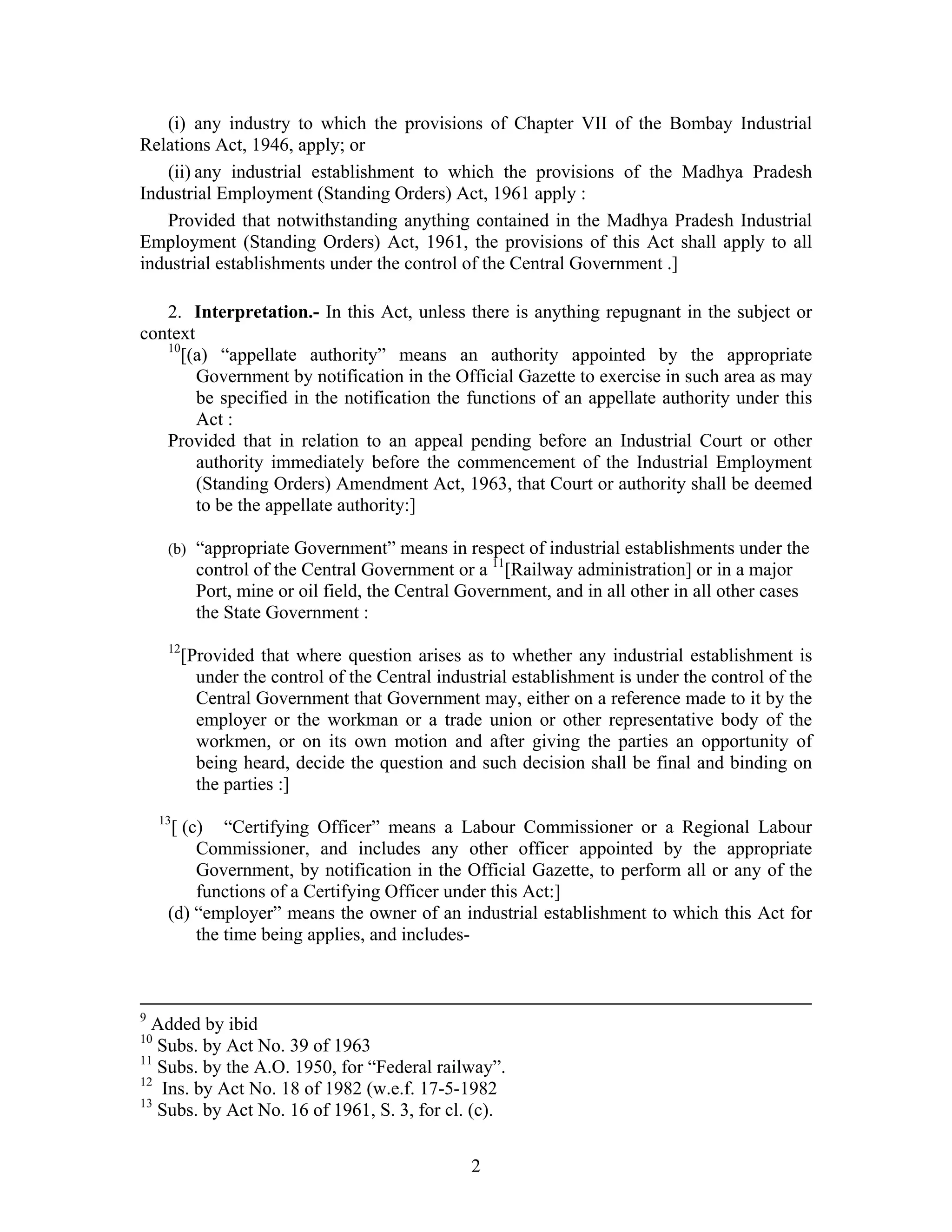 Industrial Employment Standing Orders Act, 1946 | PDF
