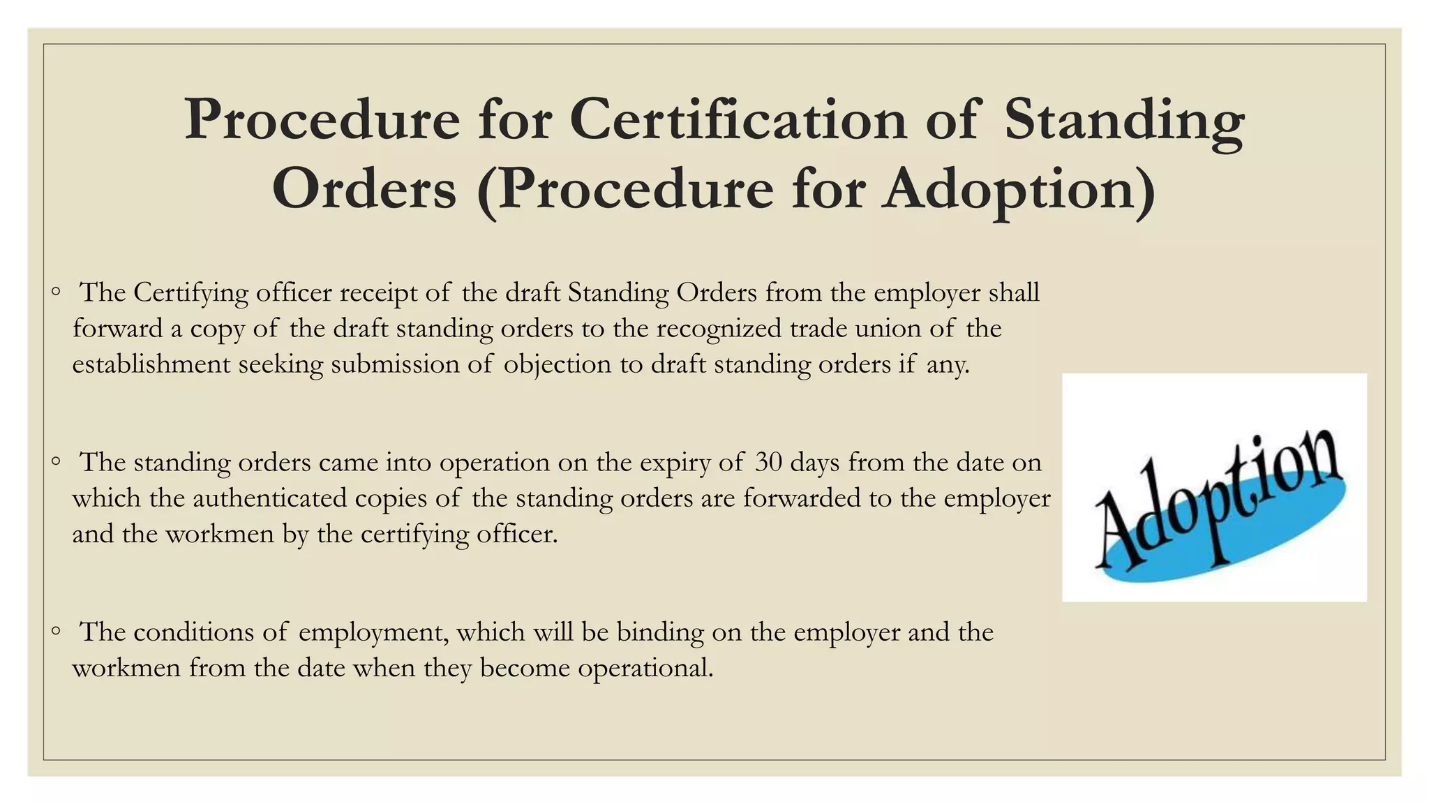 Industrial employment (standing orders) act 1946 | PPTX