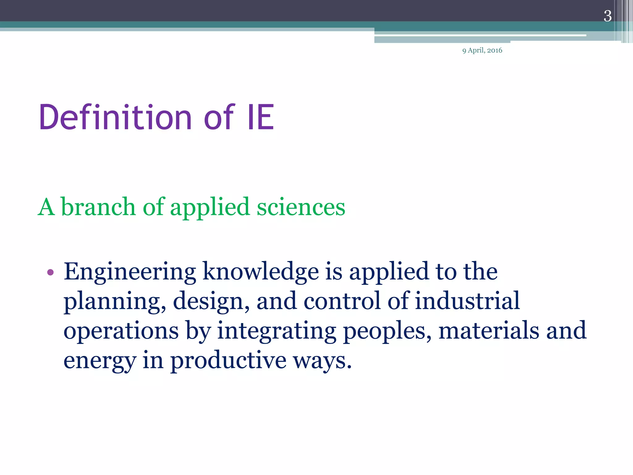 Industrial engineering for apparel production | PPTX