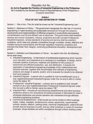 Industrial Engineering Law Act | PPT