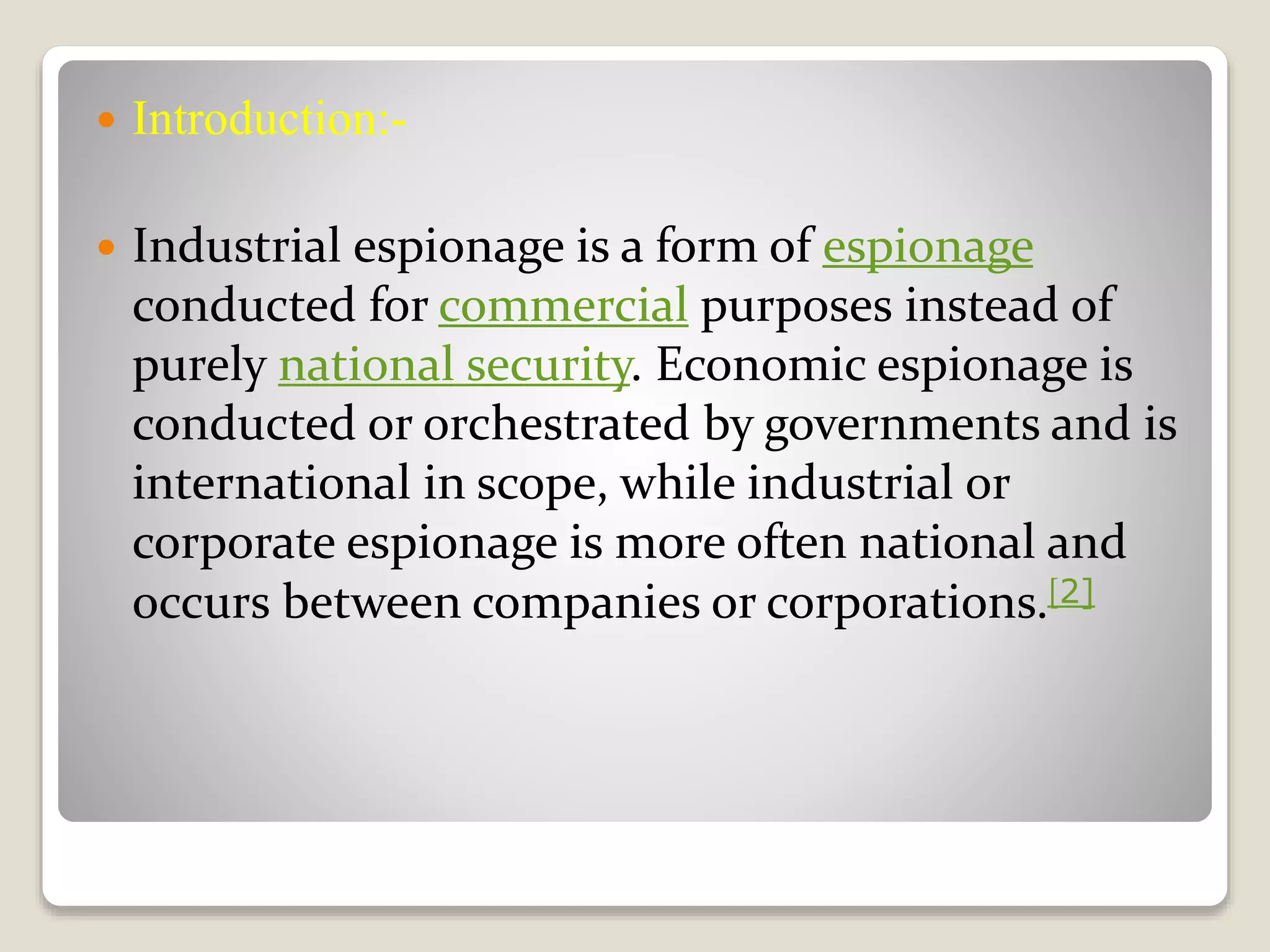 Industrial espionage | PPTX