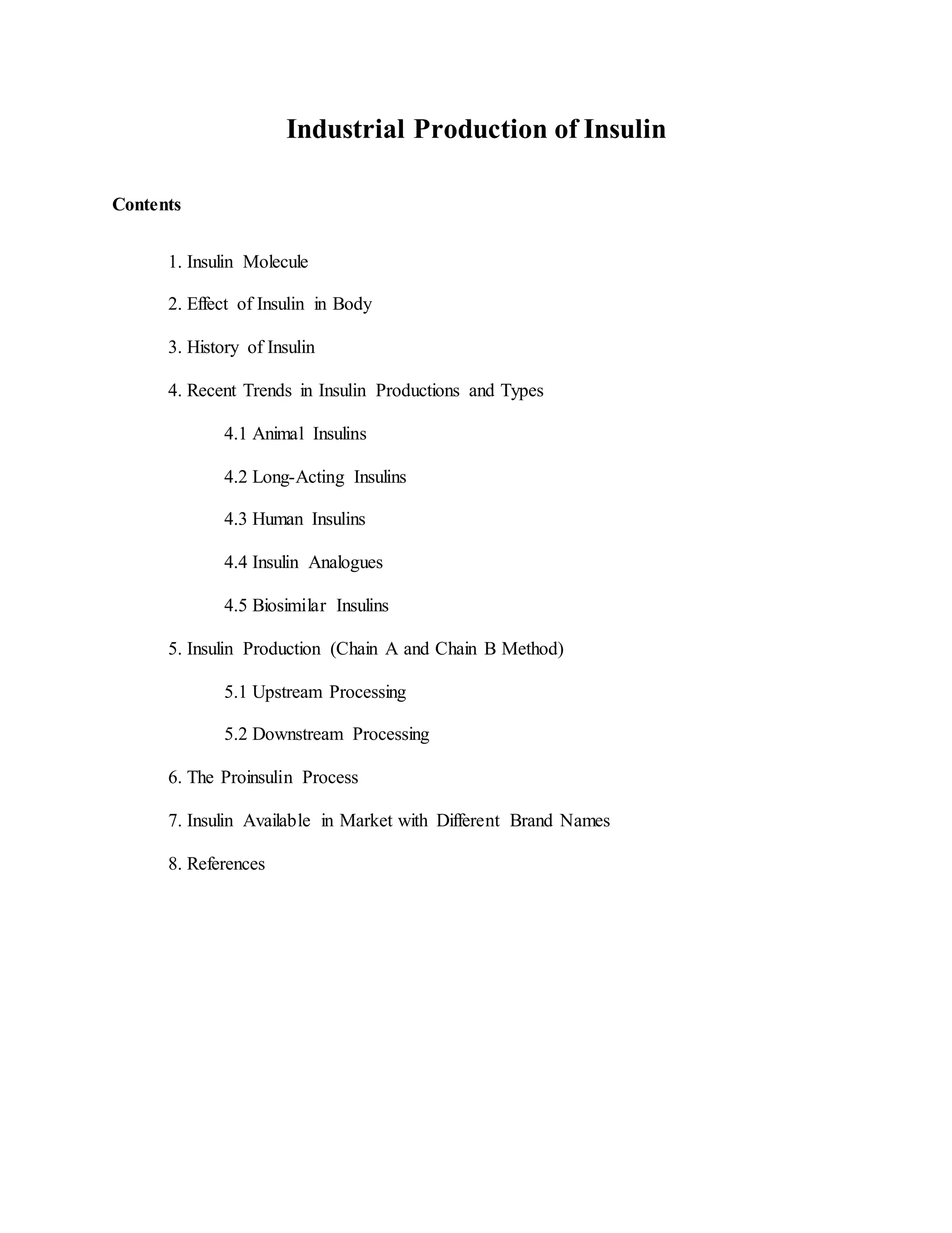 Industrial Production of Insulin | DOCX