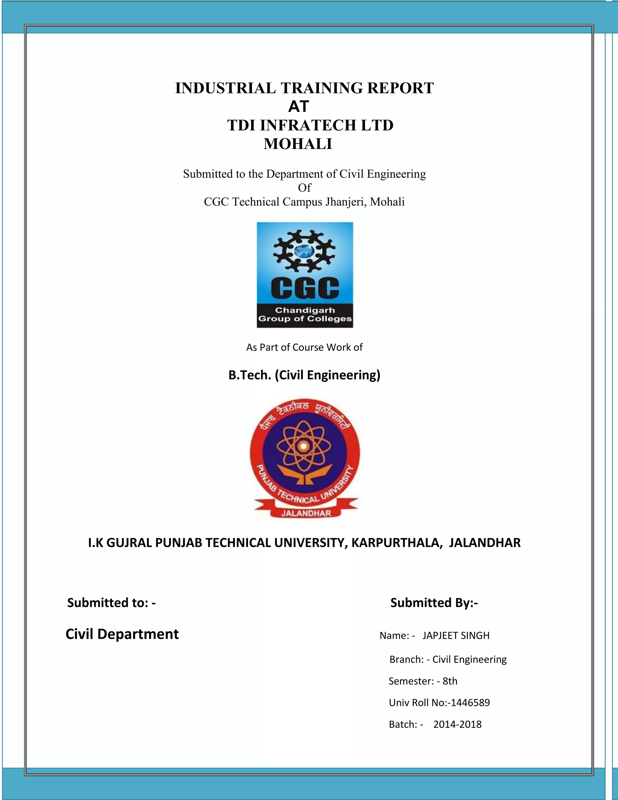Industrial Training report Civil Engineering. | PDF