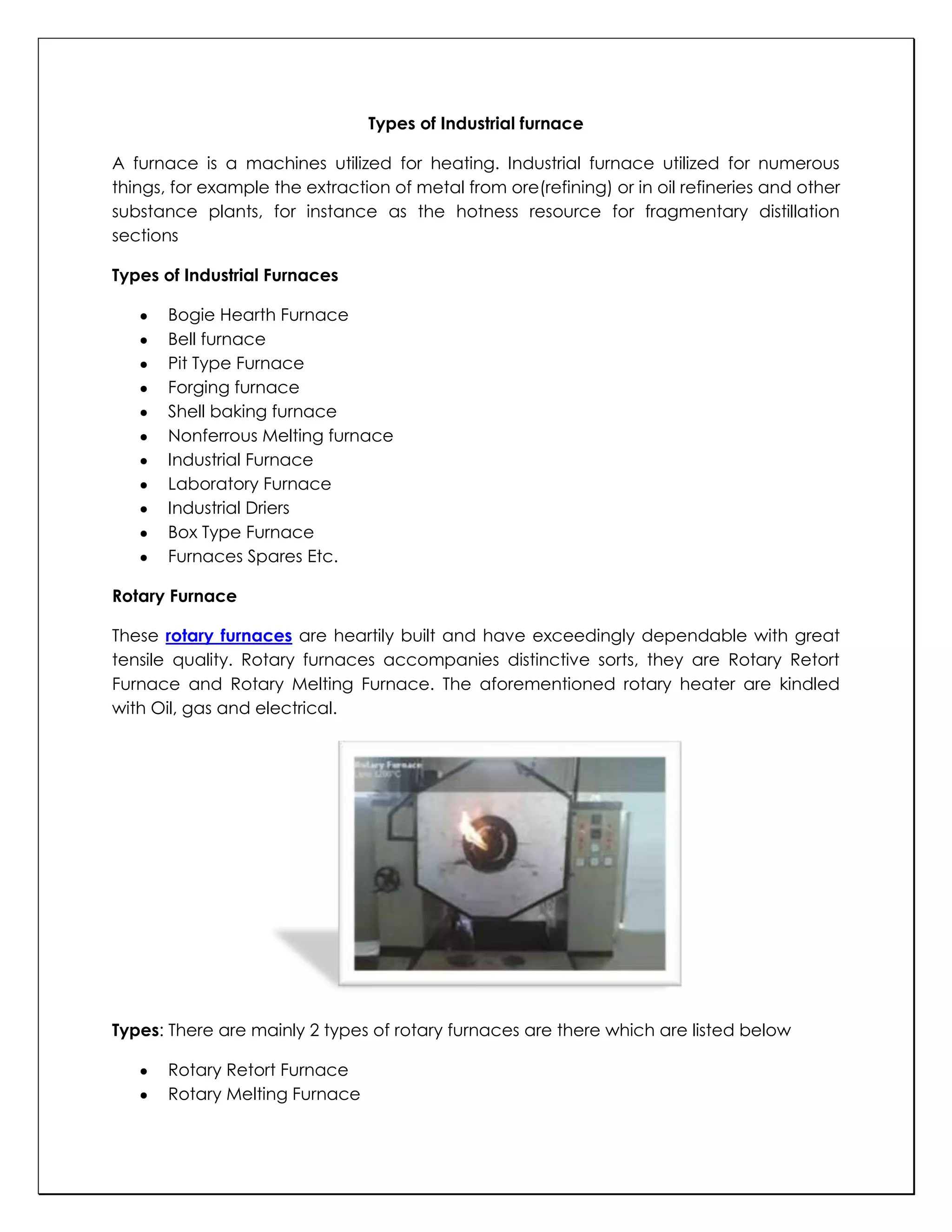 Industrial Furnace Types | PDF