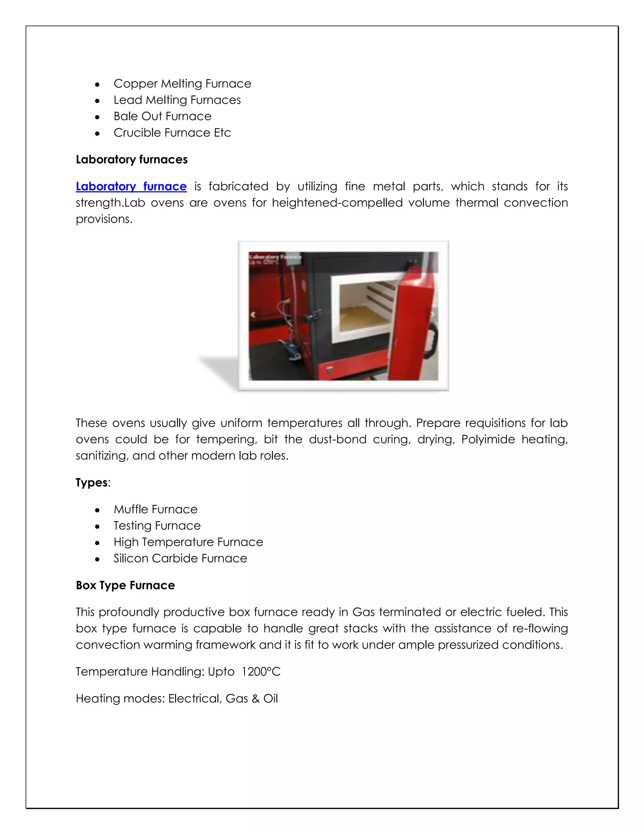 Industrial Furnace Types | DOCX
