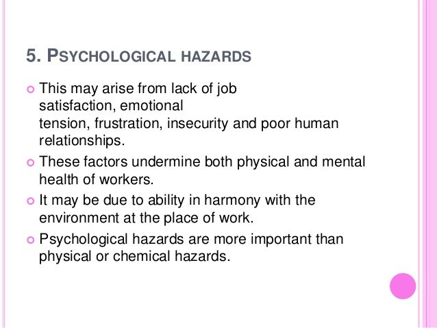 Psychological Hazards Examples