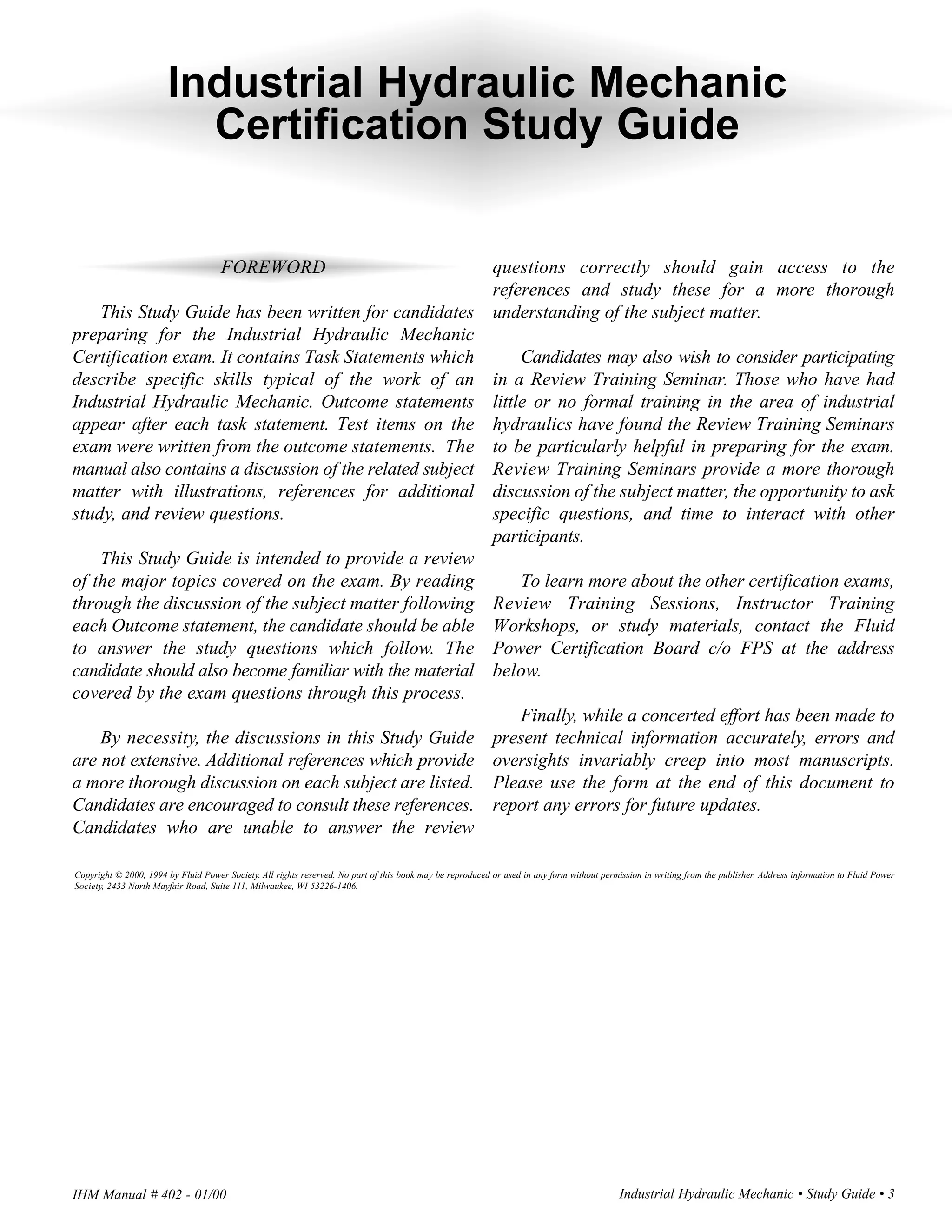 Industrial hydraulic mechanic certification | PDF