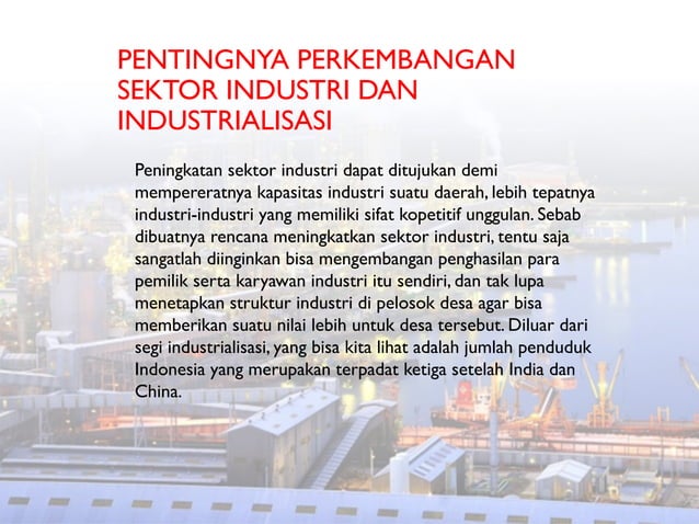 Industrialisasi dan perkembangan sektor industry | PPT