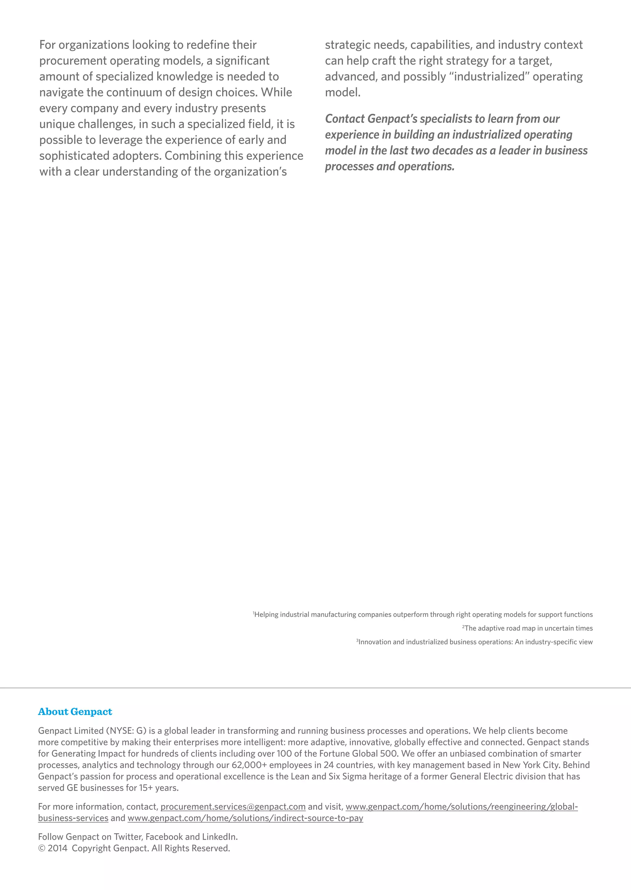 “Industrialization” of sourcing and procurement operations | PDF