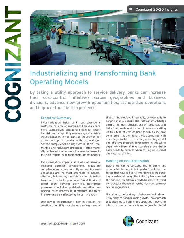Industrializing and Transforming Bank Operating Models | PDF | Business ...