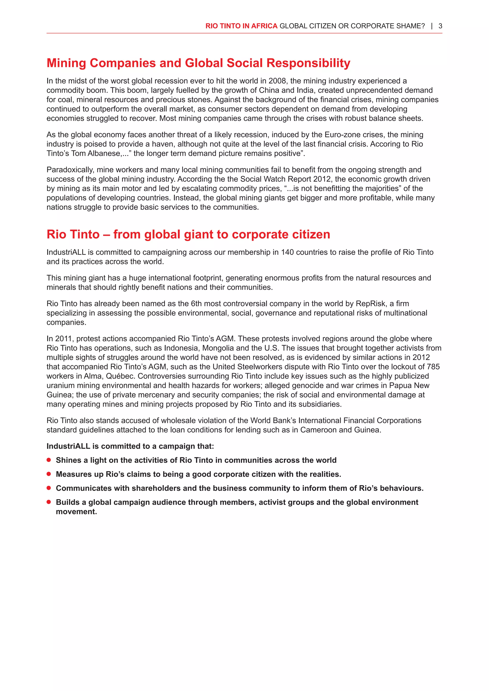 Rio Tinto Africa | PDF | Business | Business and Finance