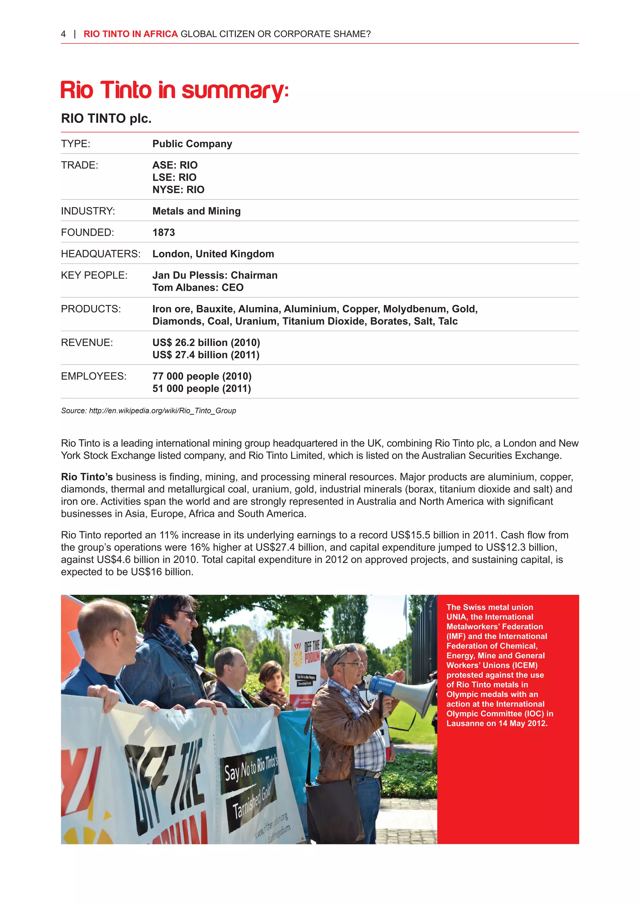 Rio Tinto Africa | PDF | Business | Business and Finance