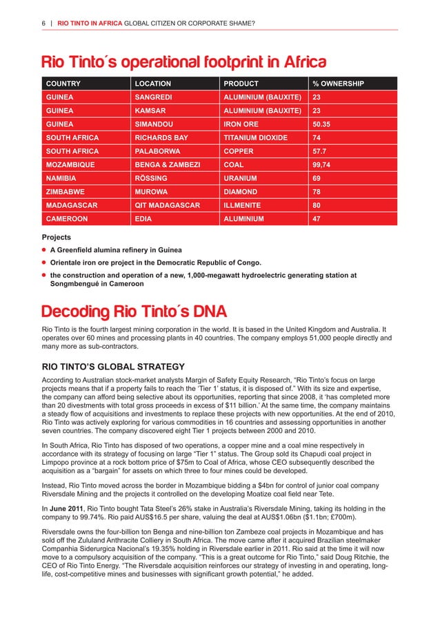 Rio Tinto Africa | PDF | Business | Business and Finance