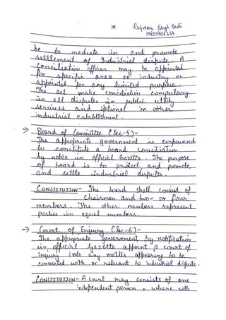 Industrial law | B com sem 4th | Hand written Notes | by Ritish bedi # ...