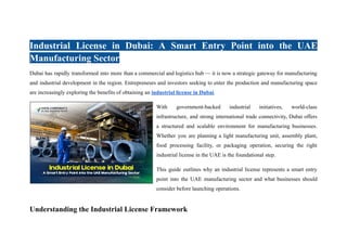 Industrial License in Dubai: Strategic Gateway to UAE Manufacturing ...