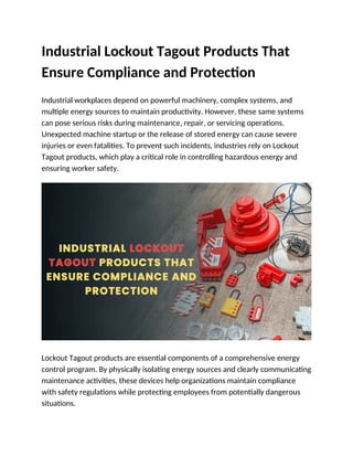 Comprehensive Guide to Industrial Lockout Tagout Products for Safety ...