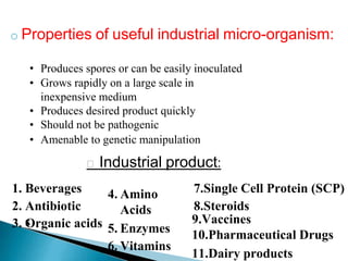 Industrially important microbes their large scale production | PPTX