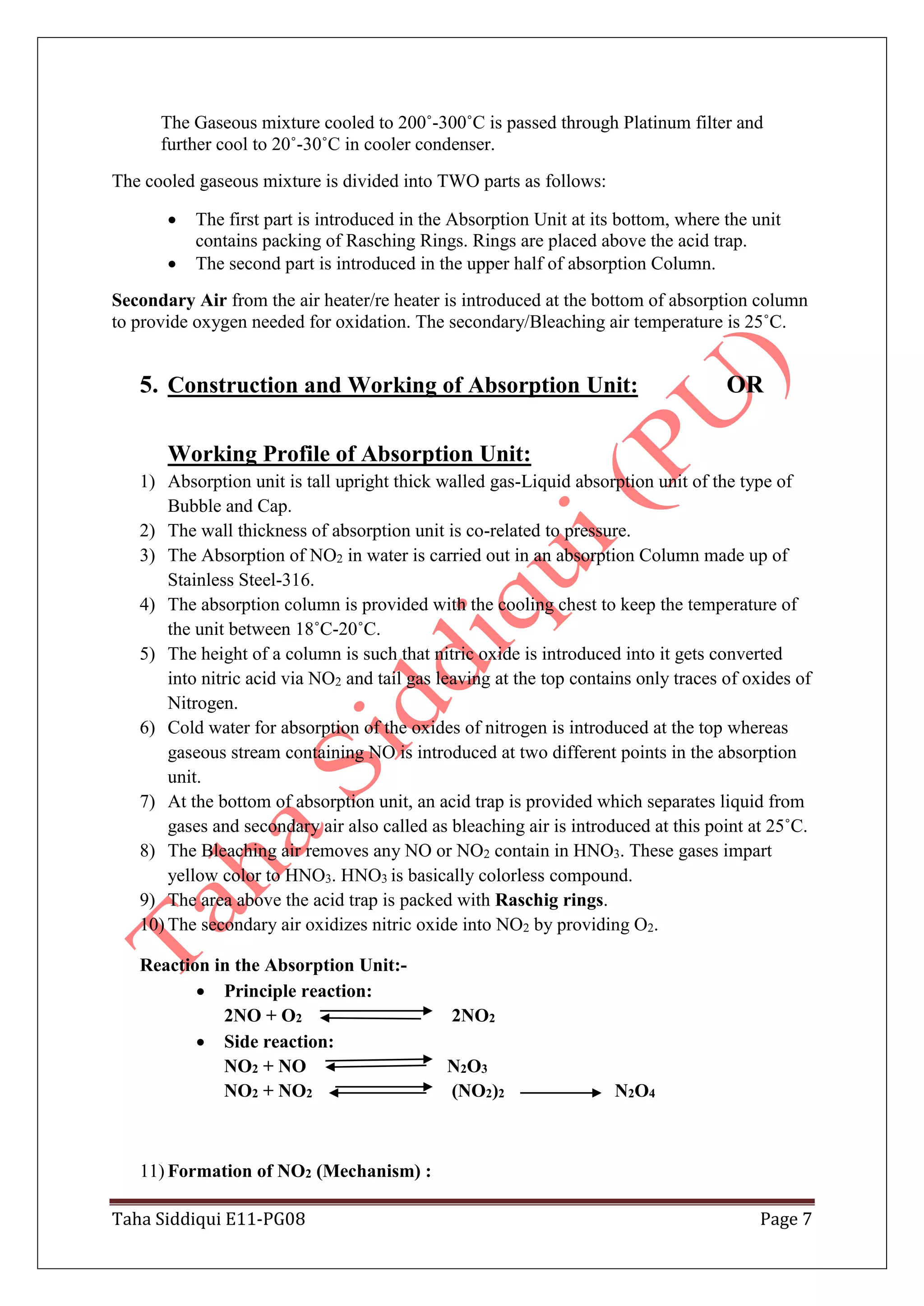 Industrial manufacturing of Nitric acid | PDF