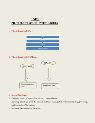 Pilot plant scaleup techniques | unit 1 | Industrial pharmacy | DOCX