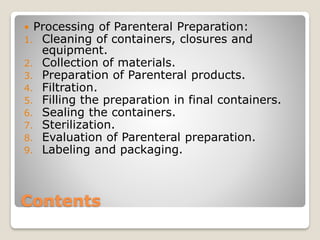 Industrial pharmacy parenteral processing | PDF