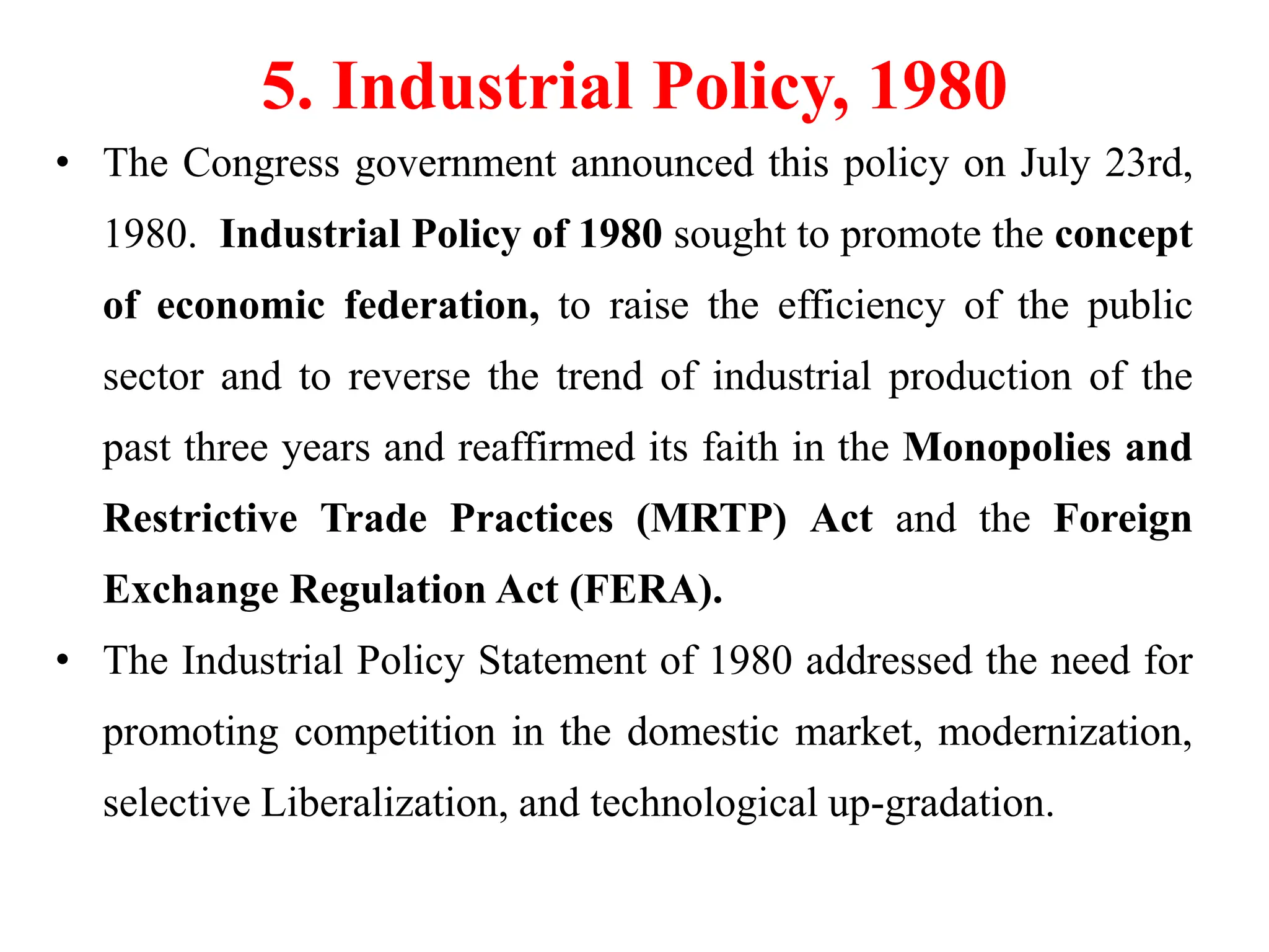 Industrial Policy - 1948, 1956, 1973, 1977, 1980, 1991 | PPTX