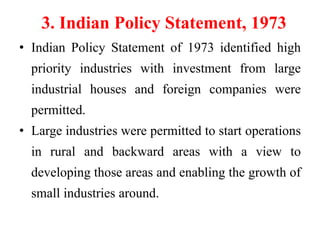 Industrial Policy - 1948, 1956, 1973, 1977, 1980, 1991 | PPTX