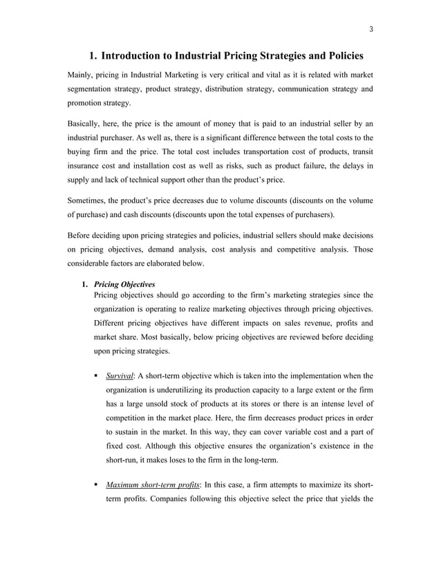 Industrial pricing strategies and policies | PDF | Sales | Business