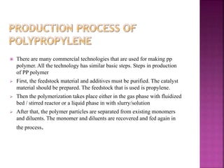Industrial processes for synthesis of polypropylene | PPTX
