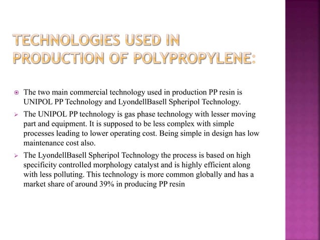 Industrial processes for synthesis of polypropylene | PPTX | Chemistry | Science