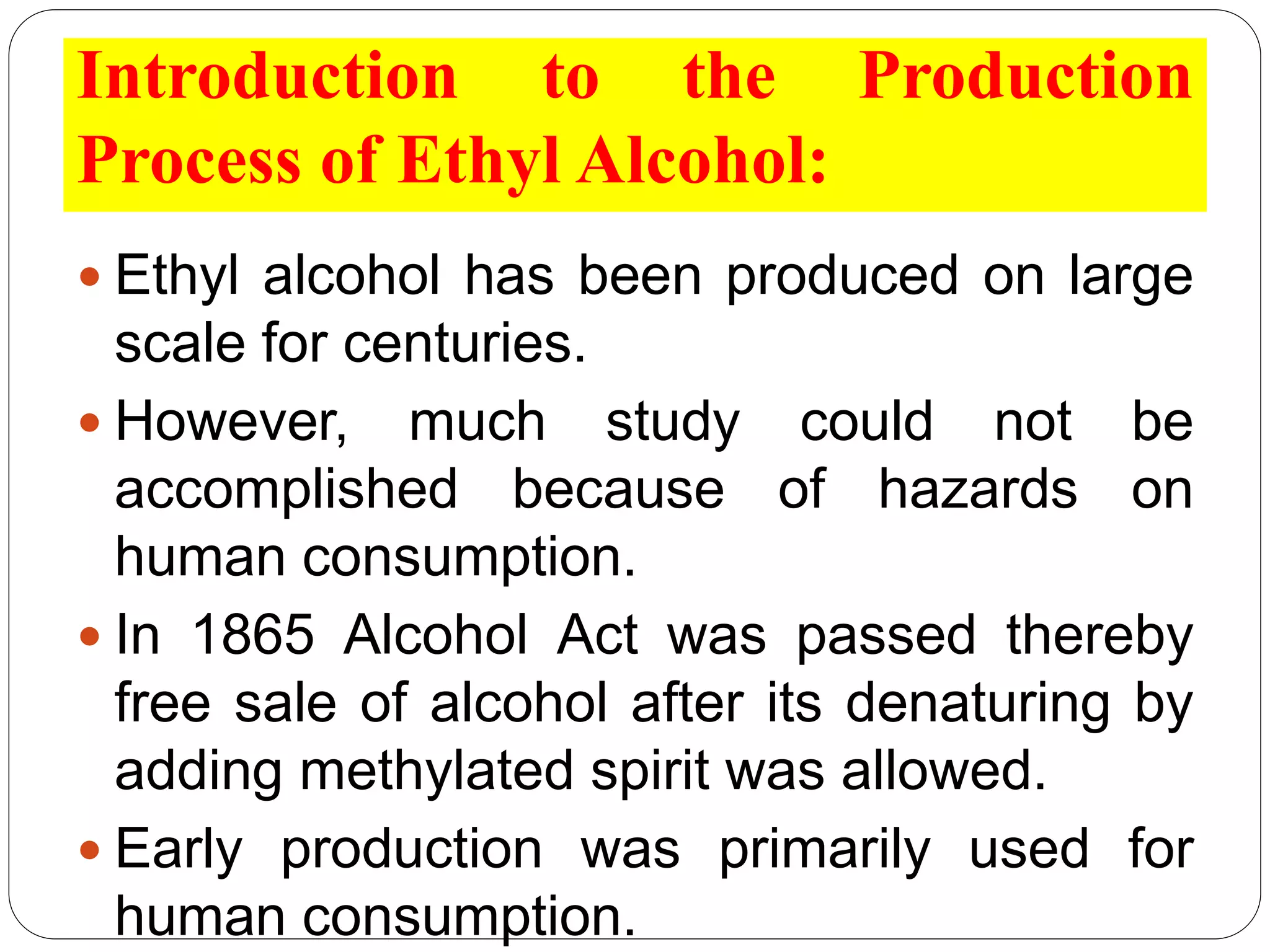 Industrial production of alcohol | PPTX