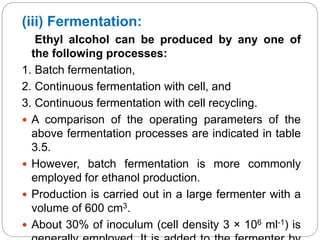 Industrial production of alcohol | PPTX