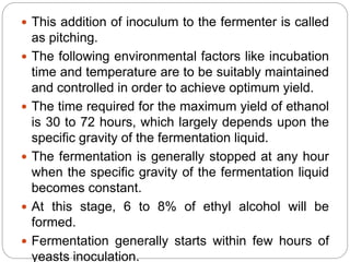 Industrial production of alcohol | PPTX