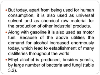 Industrial production of alcohol | PPTX
