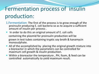 Industrial production of insulin. | PPTX