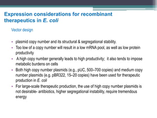 Industrial production of recombinant therapeutics | PPTX