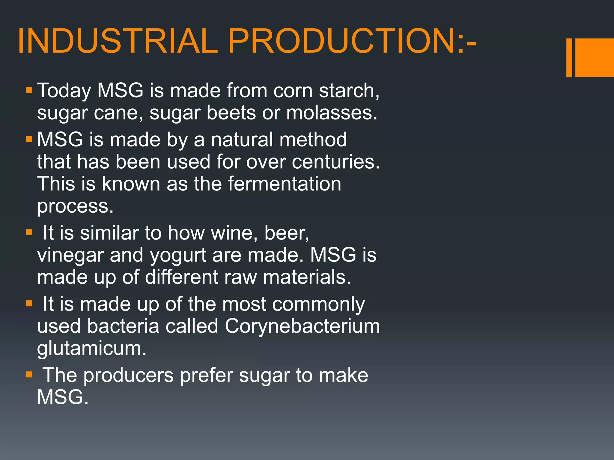 Industrial production of lactic acid & monosodium glutamate | PPTX