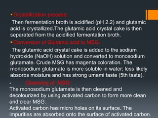 Industrial production of lactic acid & monosodium glutamate | PPTX