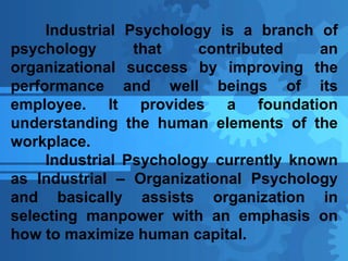 INDUSTRIAL_PSYCHOLOGY_1LESSON 1: INTRODUCTION TO INDUSTRIAL PSYCHOLOGY: NATURE, SCOPE & PROBLEMS ...